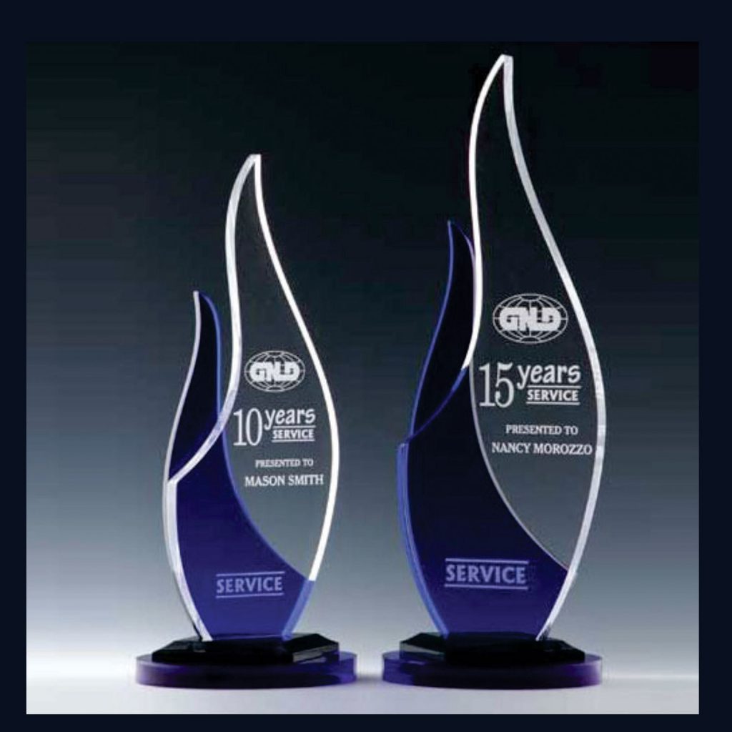 Purple Flame Shaped Acrylic Trophy - Trophy manufacture in mumbai