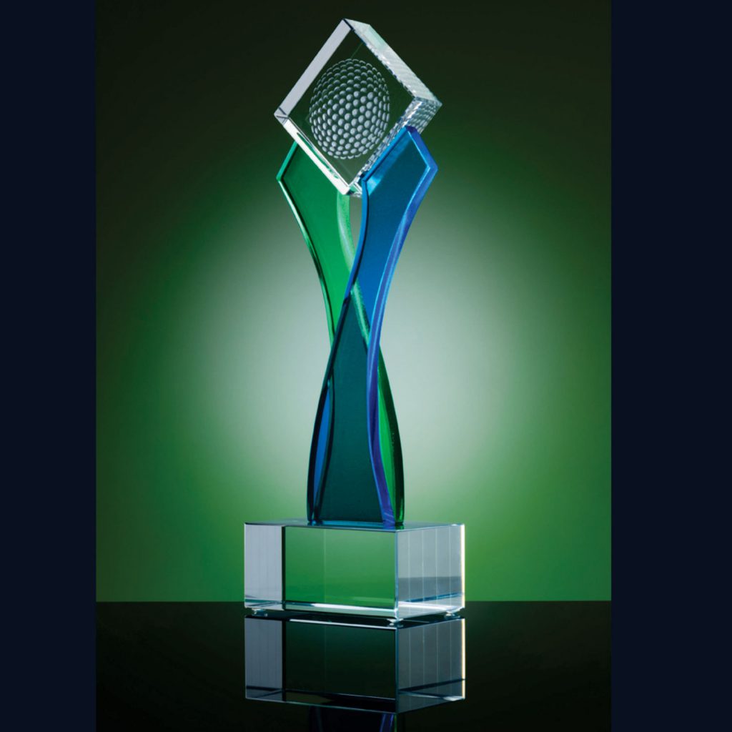 Elegant Leaf Styled Crystal Trophy - Trophy manufacture in mumbai