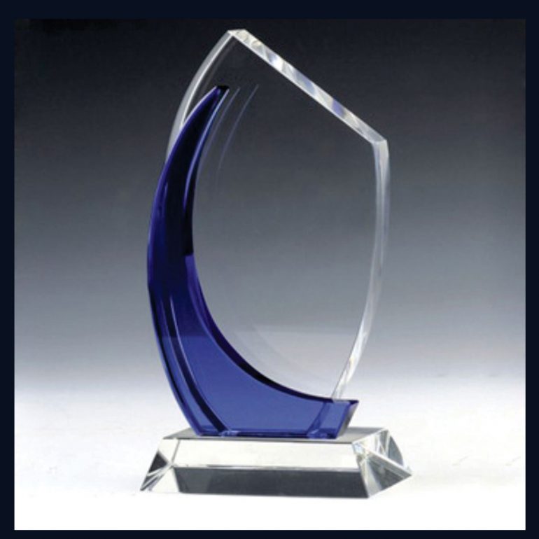 Elegant Leaf Styled Crystal Trophy - Trophy manufacture in mumbai